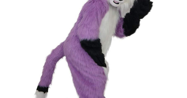 Purple Woolly Wolf Wolves Plush Wolf Cartoon Mascot Costume