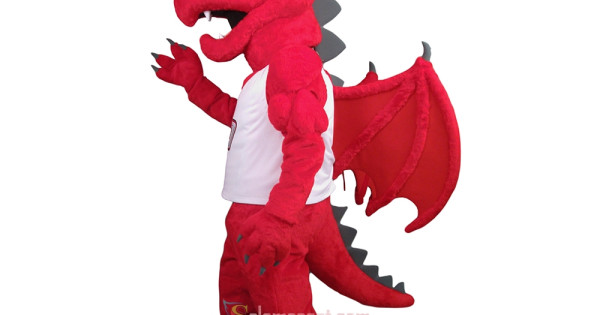Red Ferocious Dragon Mascot Costume Red Ferocious Dragon Mascot